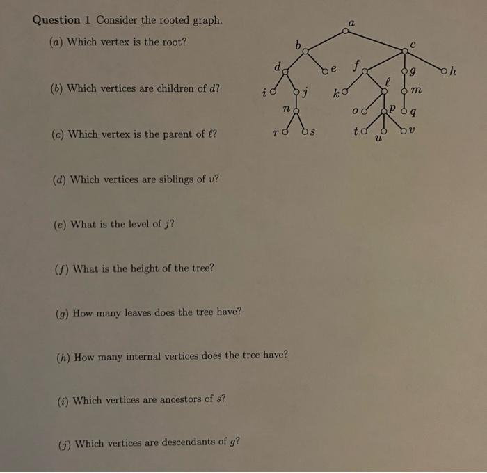 Solved a Question 1 Consider the rooted graph. (a) Which | Chegg.com
