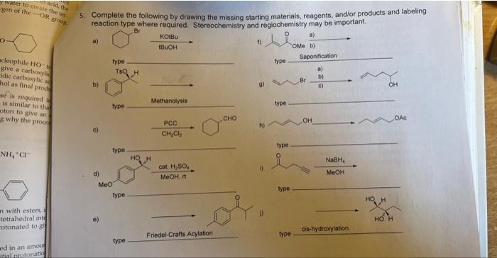 Solved 5. Complete the following by drawing the missing | Chegg.com