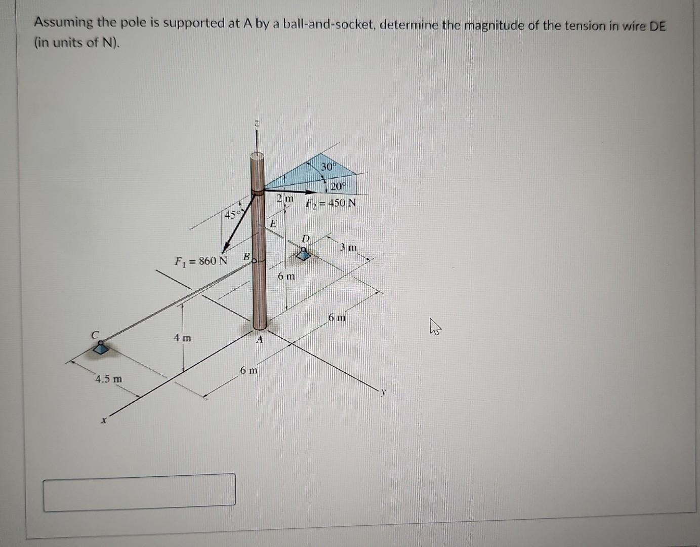 Solved Assuming the pole is supported at A by a | Chegg.com