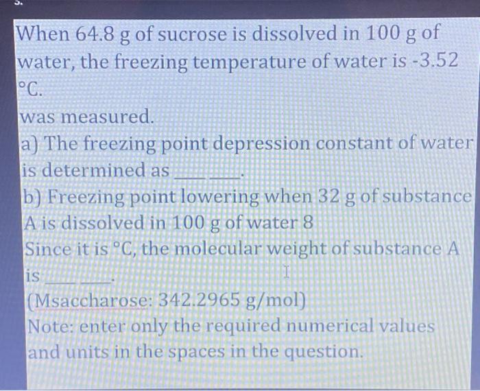 Solved When 64.8 g of sucrose is dissolved in 100 g of | Chegg.com