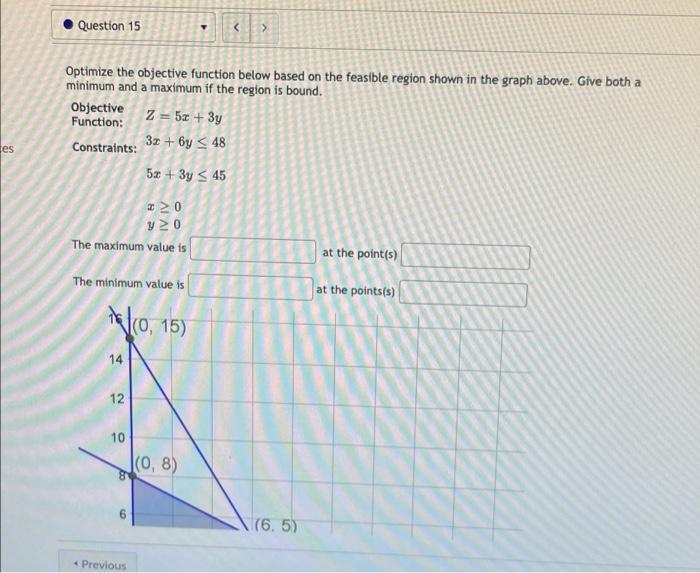 Solved Question 15 Optimize The Objective Function Below 7110