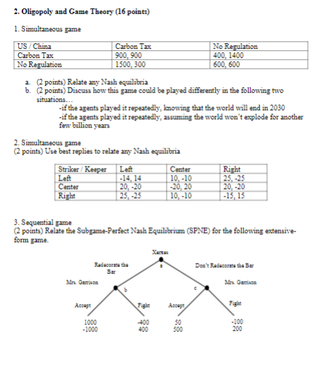 Solved Oligopoly and Game Theory (16 ﻿points)Simultaneous | Chegg.com