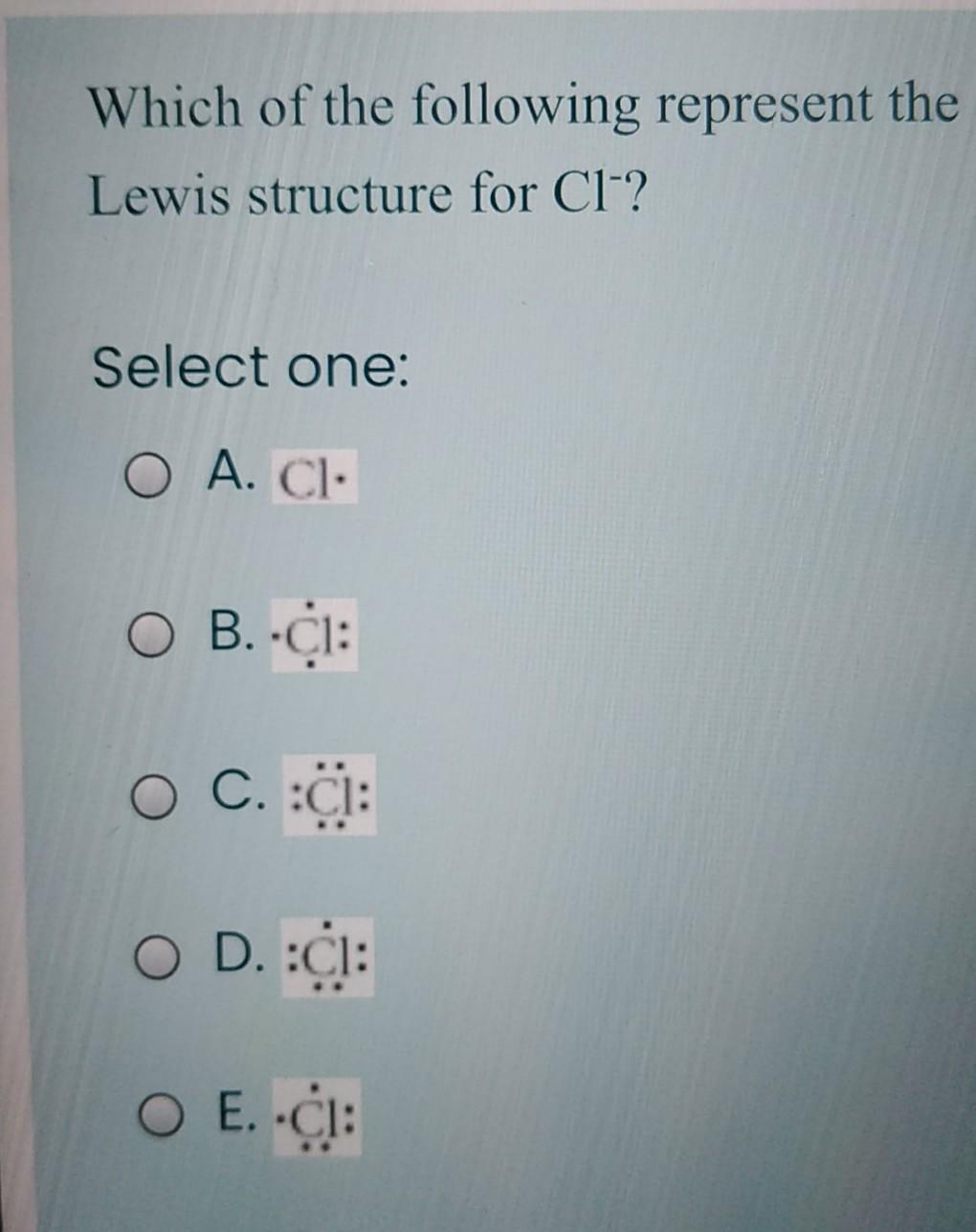Solved Which of the following represent the Lewis structure | Chegg.com