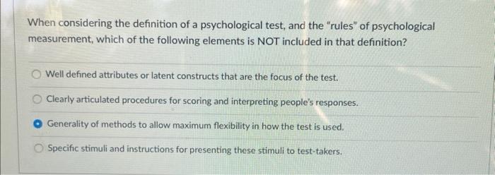 Solved When considering the definition of a psychological | Chegg.com