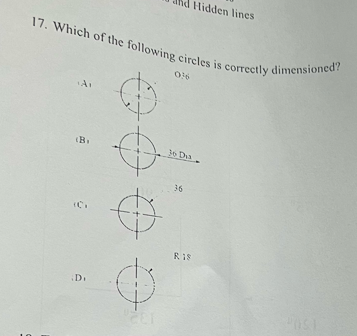 Solved and Hidden lines17. ﻿Which of the following circles | Chegg.com