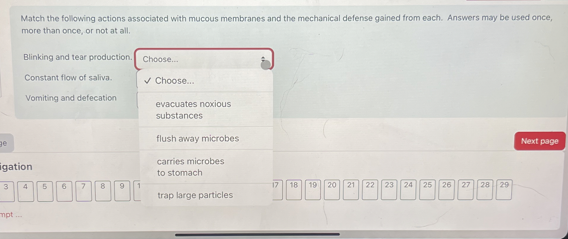 Solved Match the following actions associated with mucous | Chegg.com