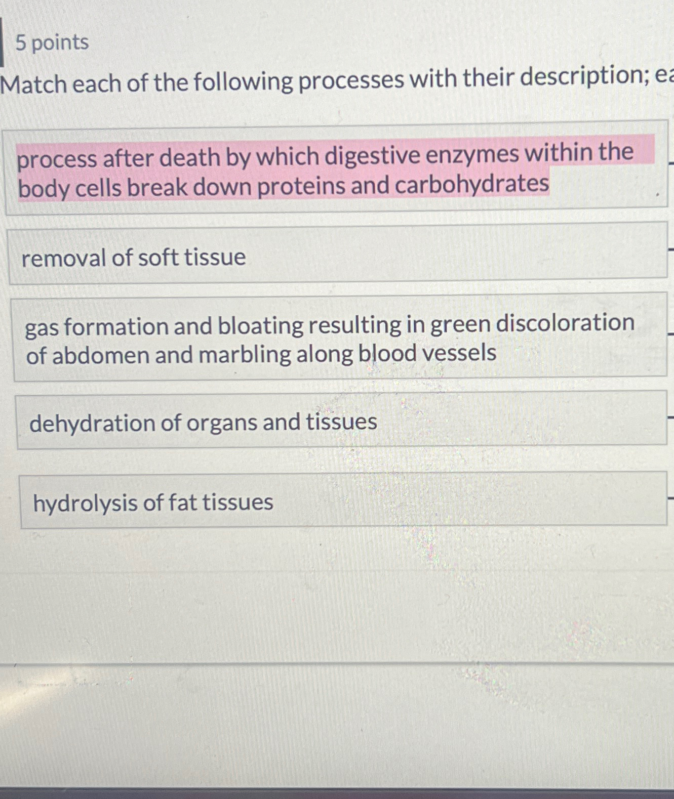 Solved 5 ﻿pointsMatch each of the following processes with | Chegg.com