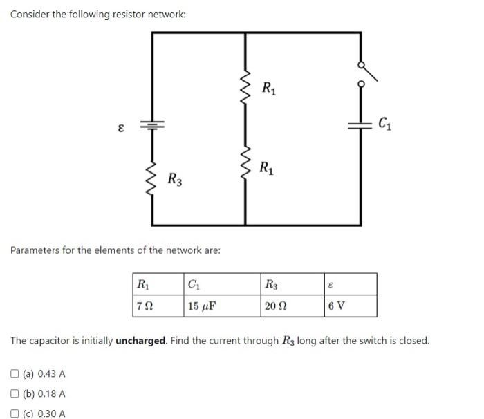 Solved Consider the following resistor network: R1 € ε C1 R1 | Chegg.com