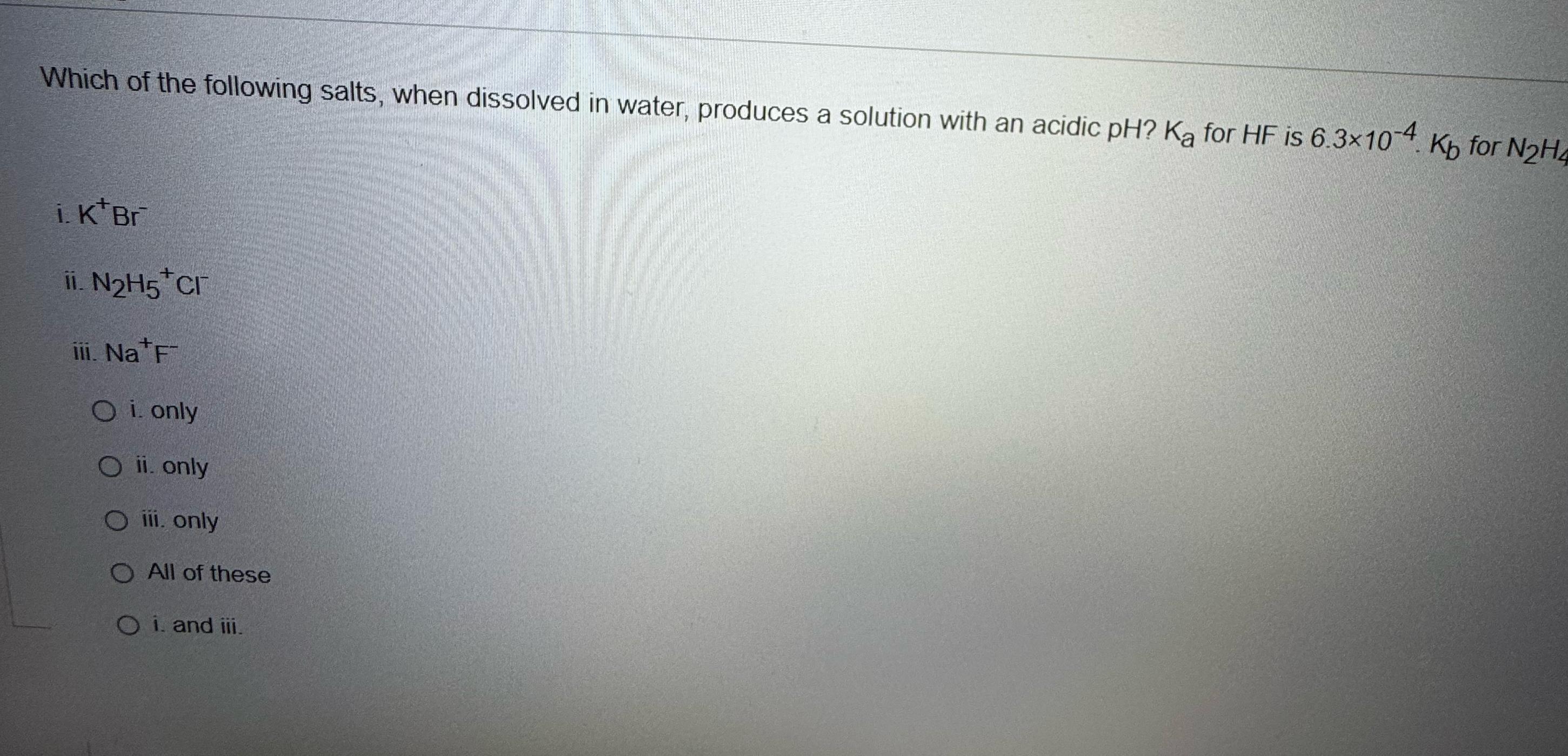 Solved Which of the following salts, when dissolved in | Chegg.com