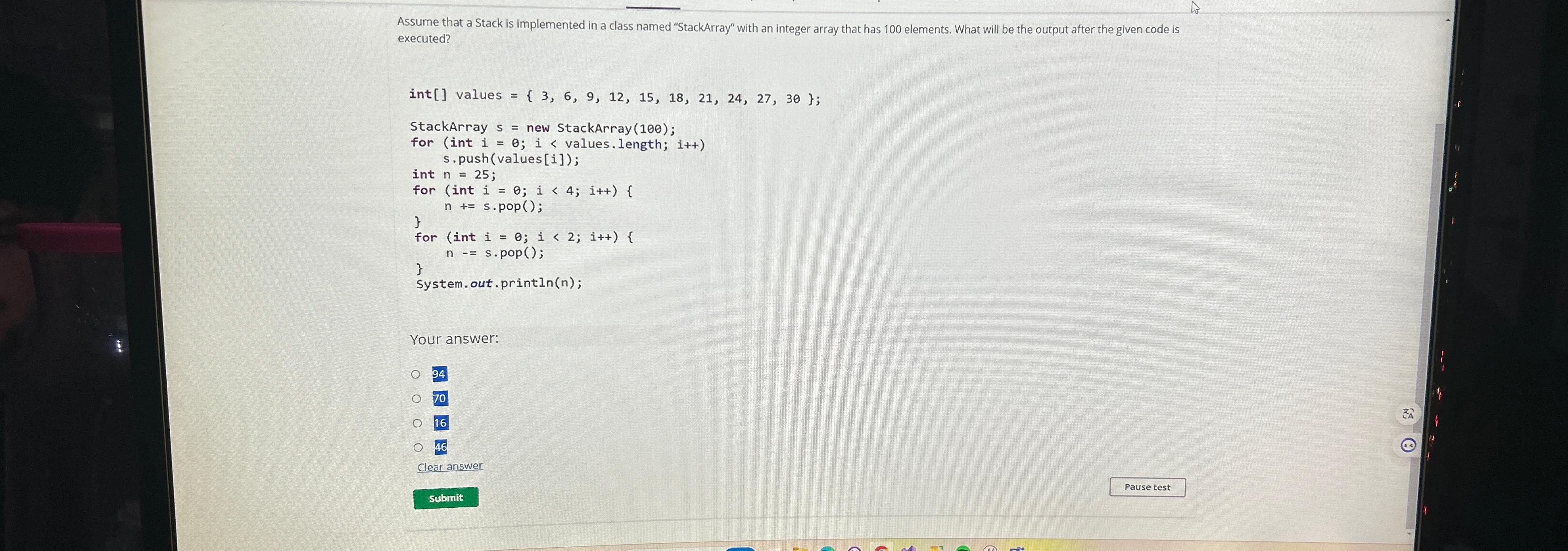 Solved Assume that a Stack is implemented in a class named | Chegg.com