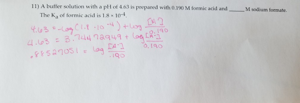 Solved M sodium formate. 11) A buffer solution with a pH of | Chegg.com