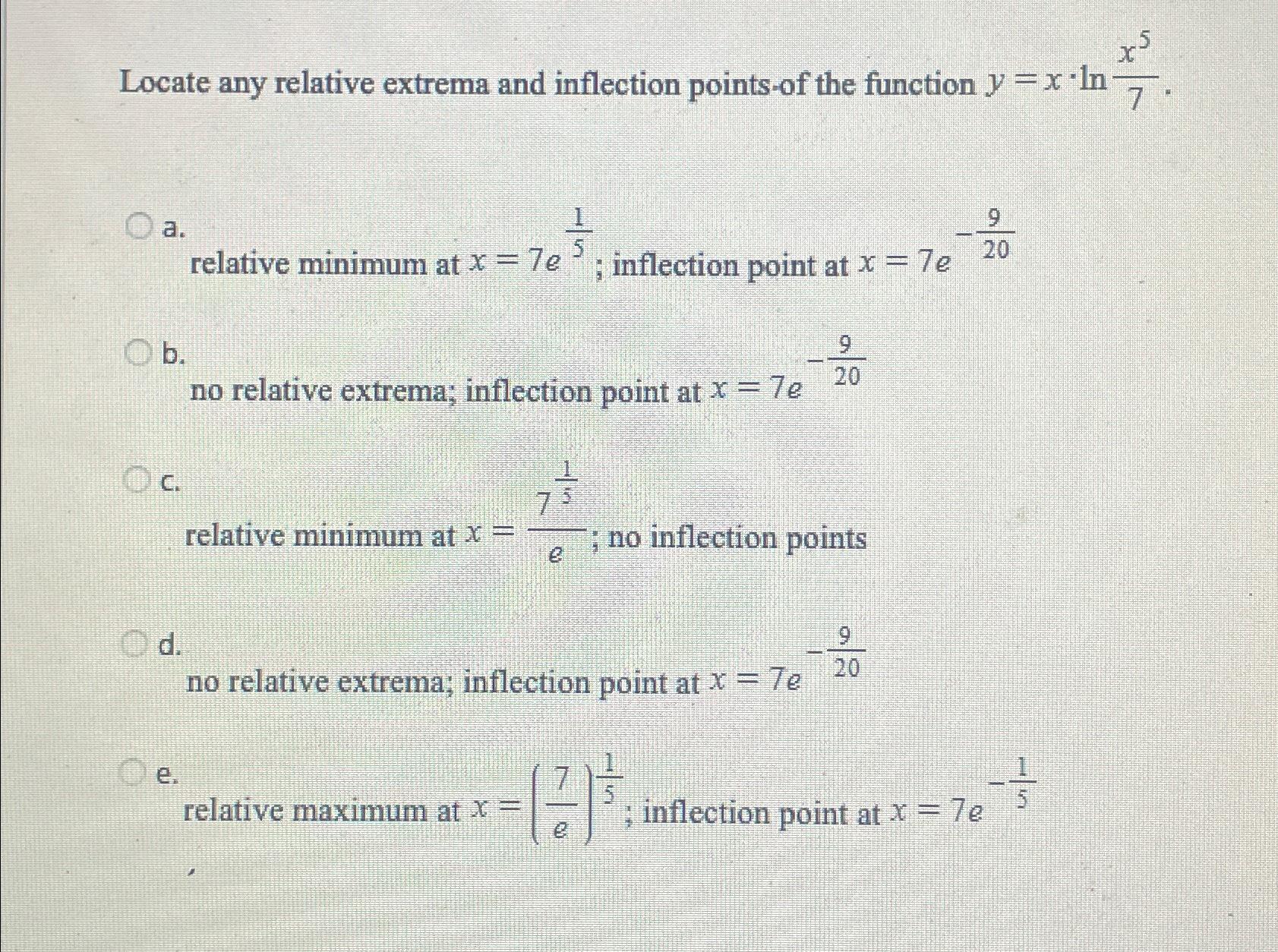 Solved Locate any relative extrema and inflection points-of | Chegg.com