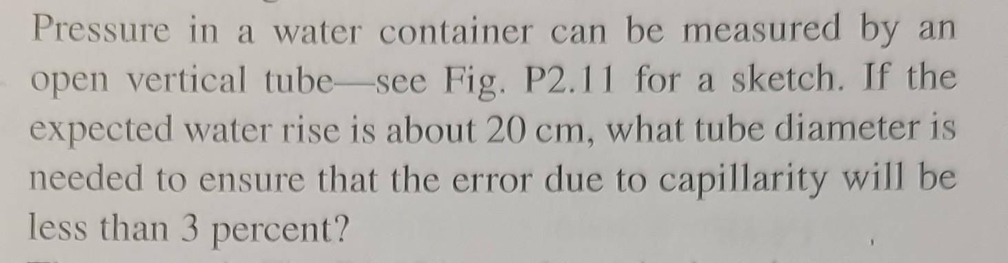 Solved Pressure in a water container can be measured by an | Chegg.com