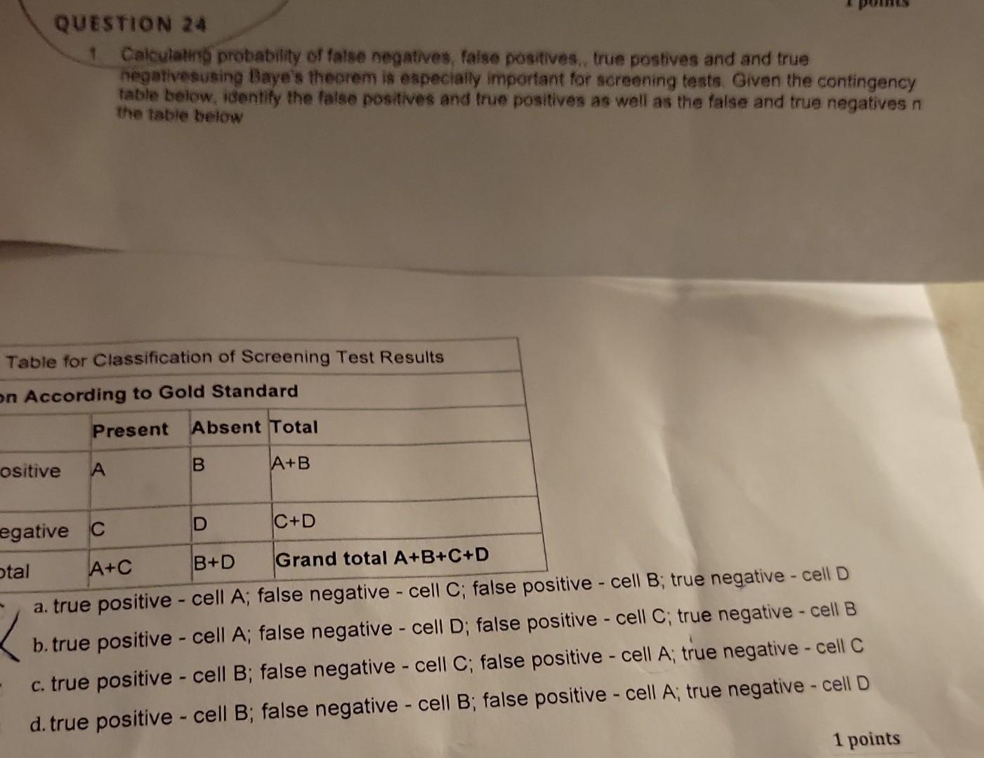 Solved QUESTION 24 1 Calculating probability of false | Chegg.com