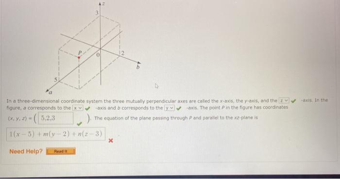 Solved -axis. In the In a three-dimensional coordinate | Chegg.com