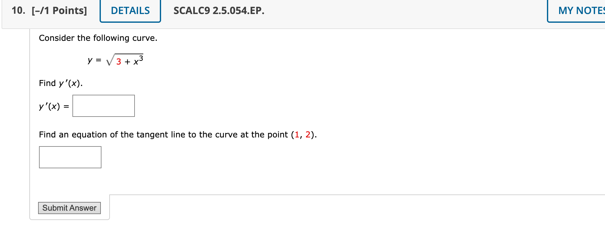 Solved [-/1 ﻿Points]SCALC9 2.5.054.EP.Consider the following | Chegg.com