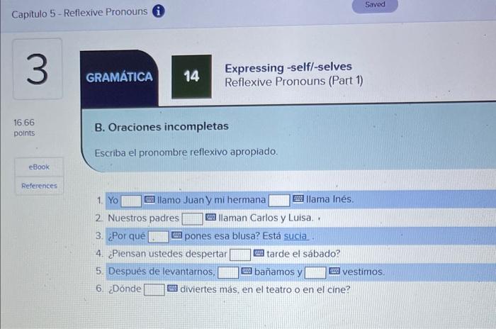 Expressing -self/-selves Reflexive Pronouns (Part 1) | Chegg.com