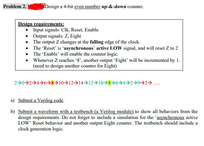 Solved Design a 4-bit even number up-&-down counter.Design | Chegg.com