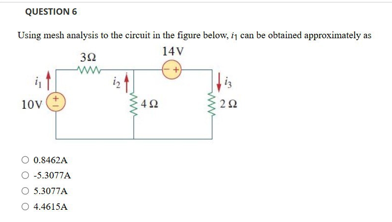 Solved QUESTION 6Using mesh analysis to the circuit in the | Chegg.com