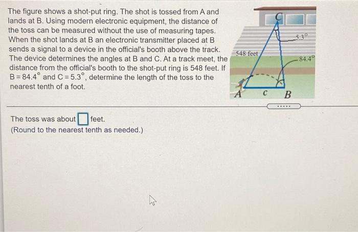 Solved The figure shows a shot-put ring. The shot is tossed | Chegg.com