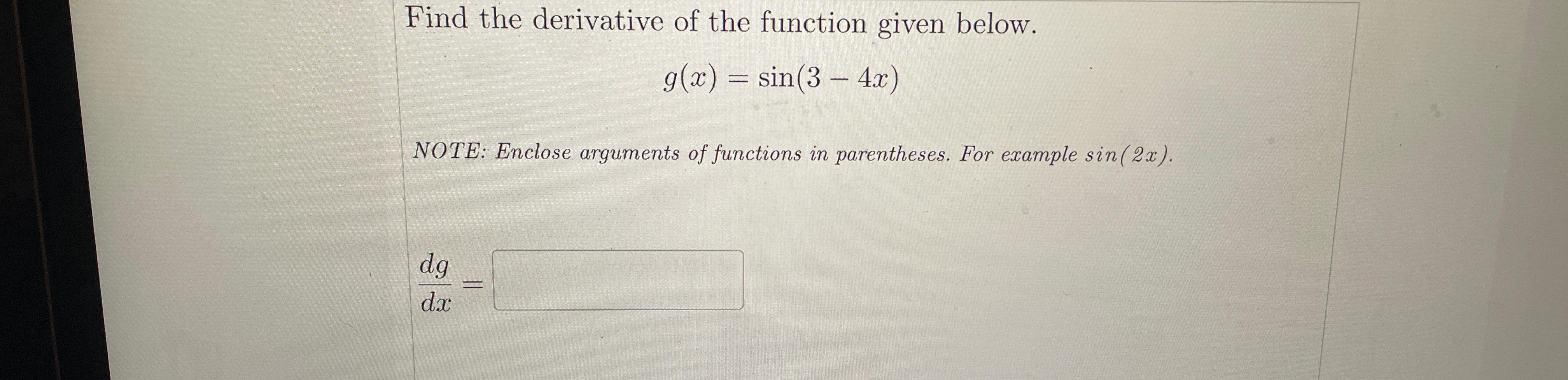 Solved Find the derivative of the function given | Chegg.com