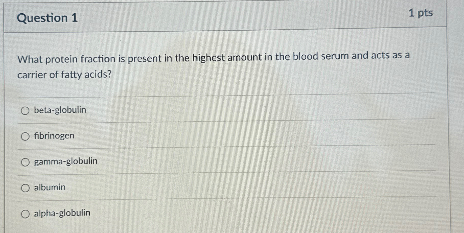 Solved Question 11 ﻿ptsWhat protein fraction is present in | Chegg.com
