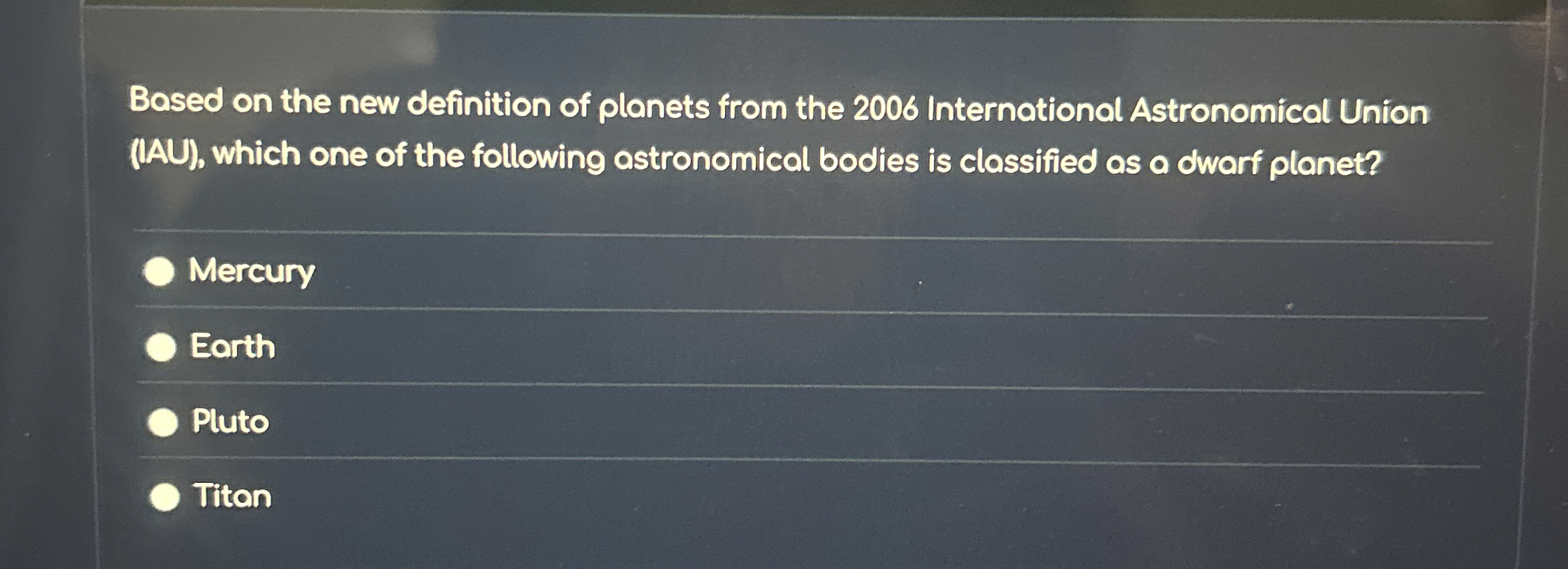 Solved Based on the new definition of planets from the 2006 | Chegg.com