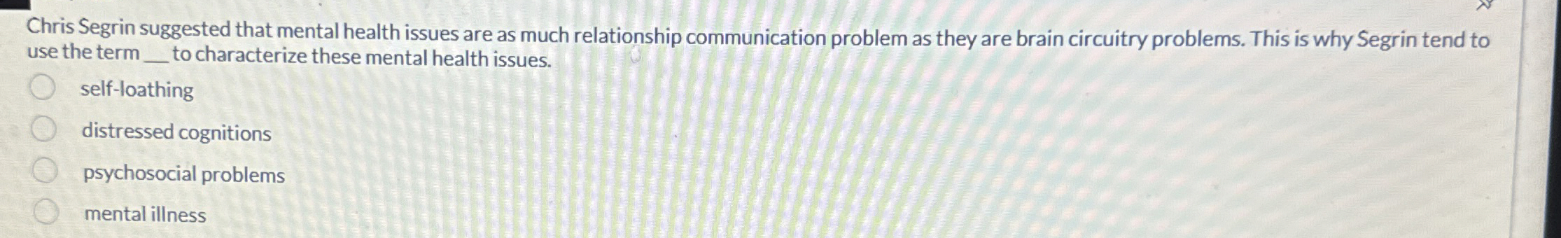 Solved Chris Segrin suggested that mental health issues are | Chegg.com