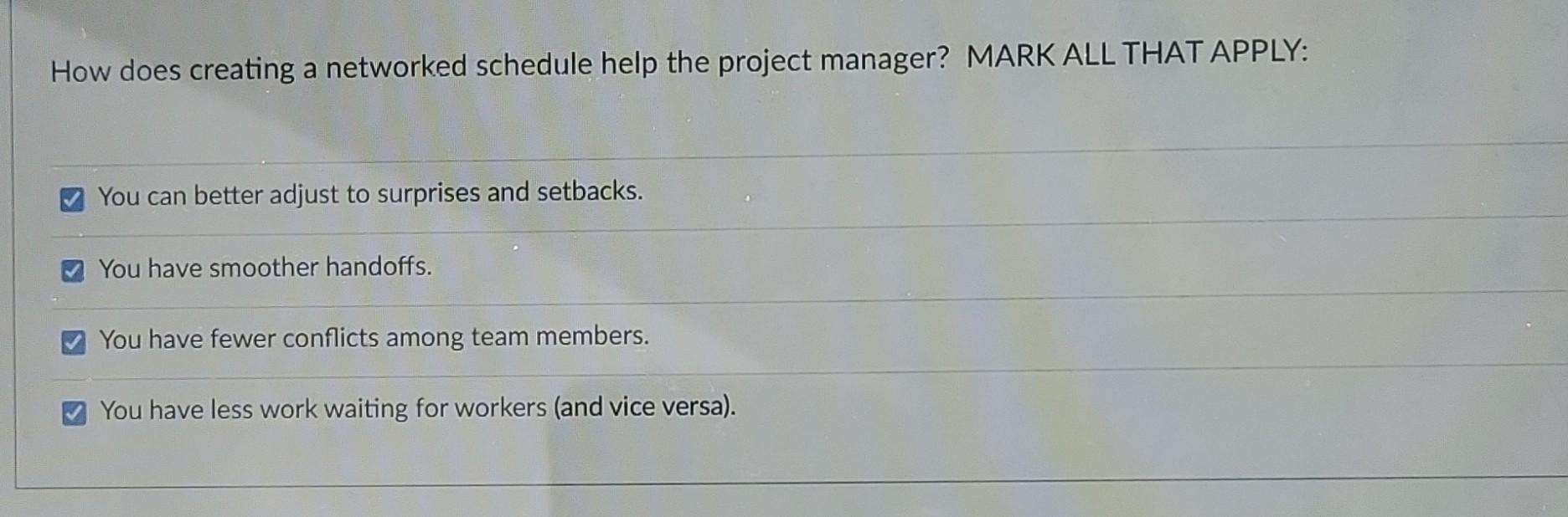 Solved How does creating a networked schedule help the | Chegg.com