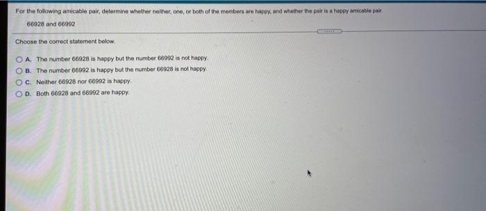 Solved For the following amicable pair, determine whether | Chegg.com