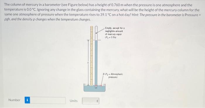 Solved The column of mercury in a barometer (see Figure | Chegg.com