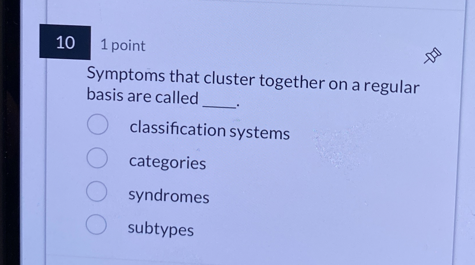 Solved 101 ﻿pointSymptoms that cluster together on a regular | Chegg.com