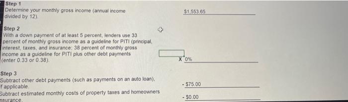 Step 2 With a down payment of at least 5 percent, | Chegg.com