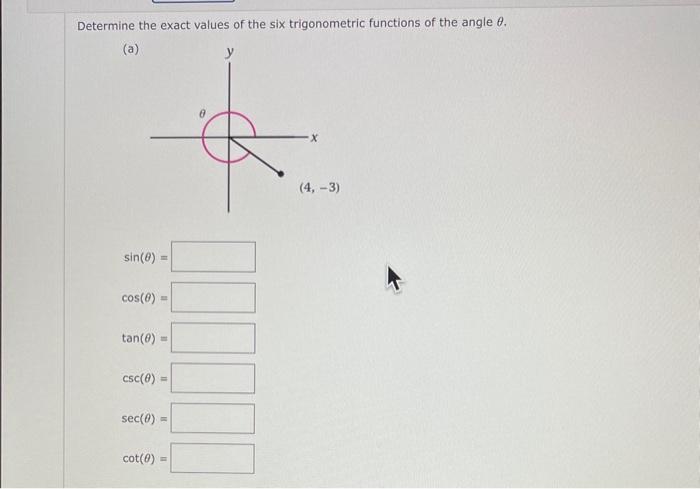 Solved Determine The Exact Values Of The Six Trigonometric