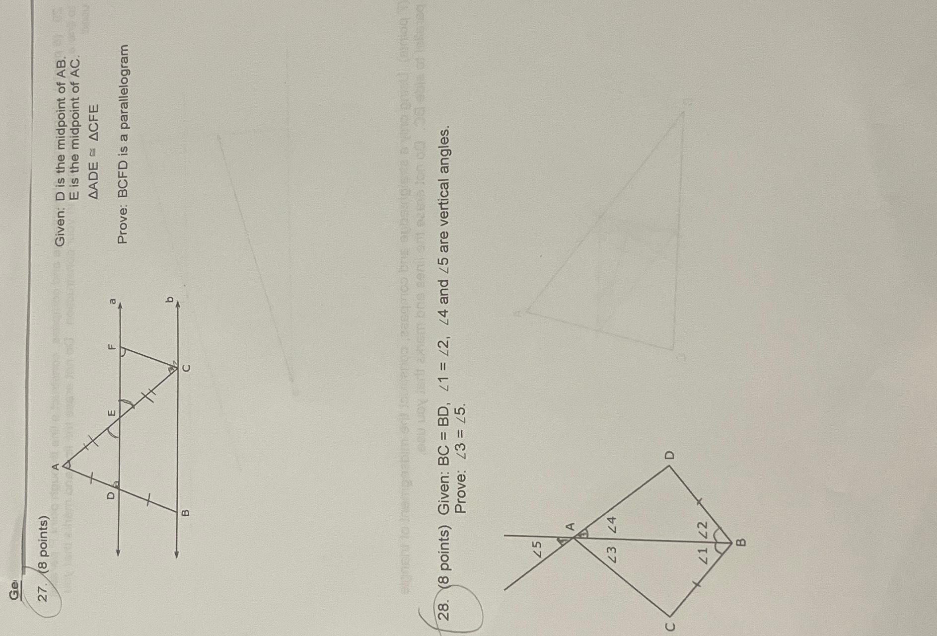 Solved GeGiven: D ﻿is the midpoint of AB. E ﻿is the midpoint | Chegg.com