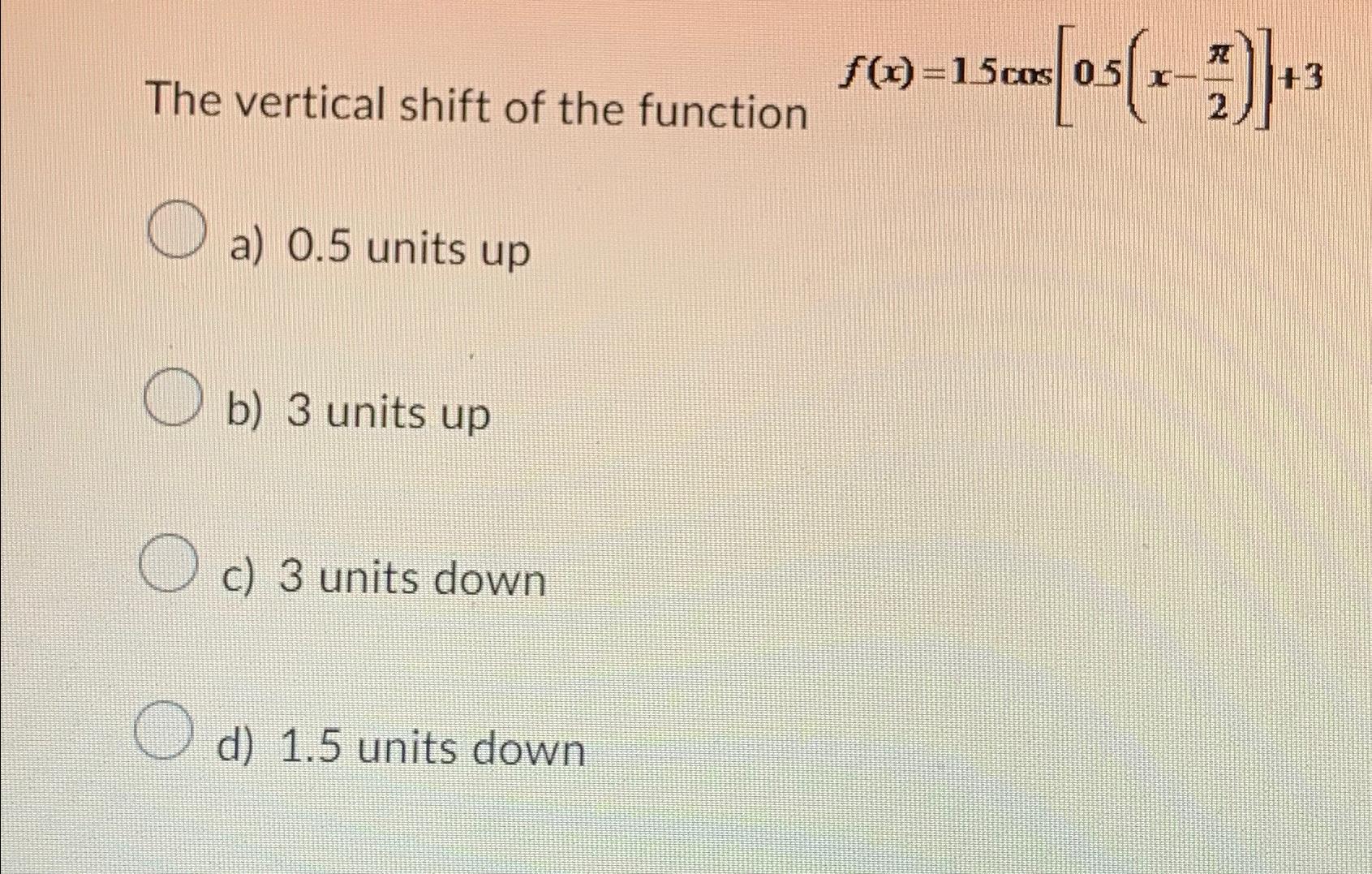 Solved The Vertical Shift Of The Function