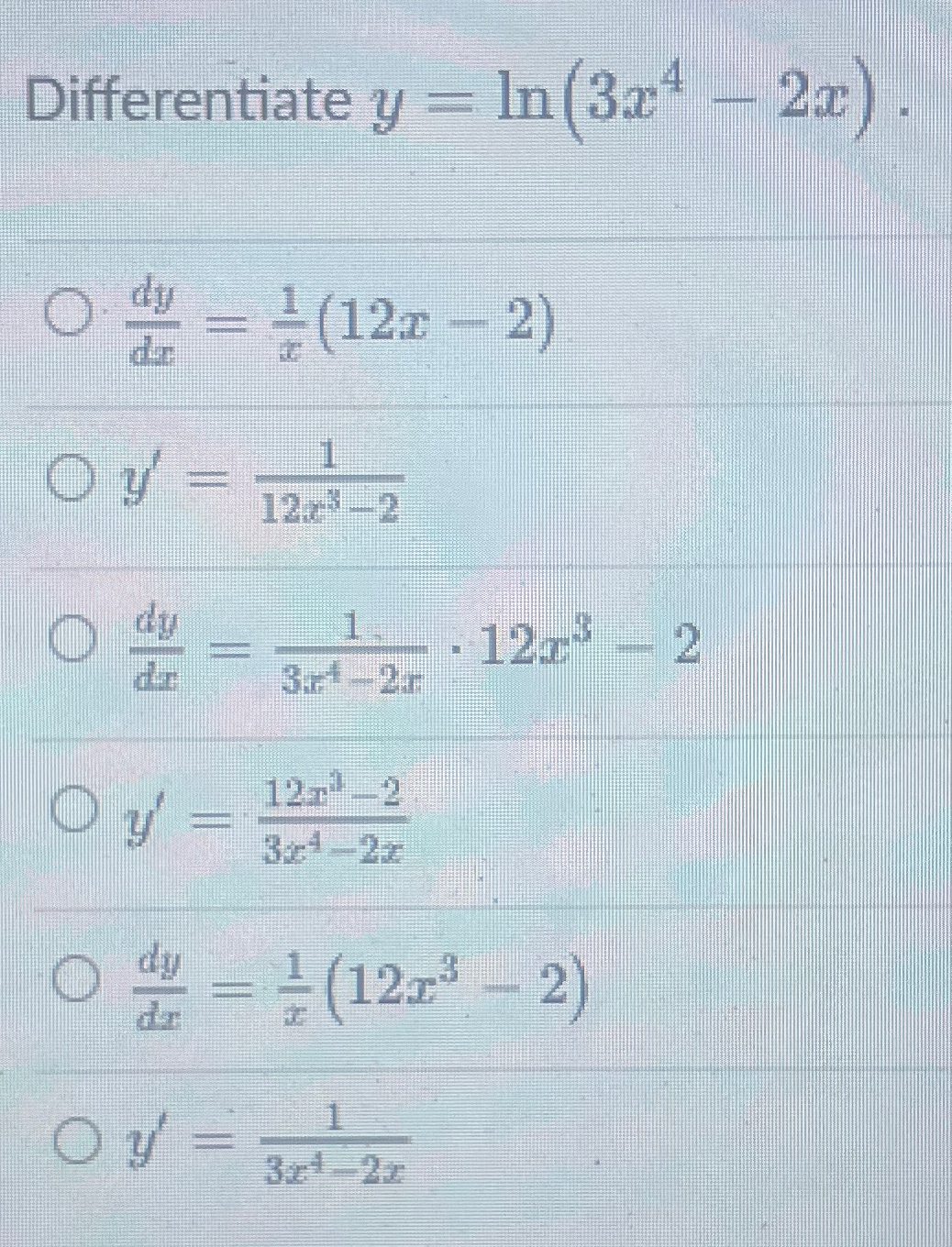 Solved Differentiate | Chegg.com