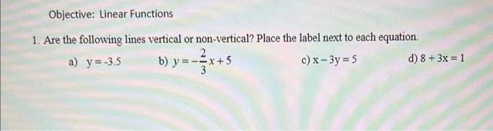 Solved 1. Are the following lines vertical or non-vertical? | Chegg.com