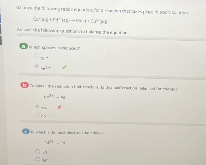 Solved Balance the following redox equation, for a reaction | Chegg.com