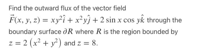 Solved Find the outward flux of the vector field | Chegg.com