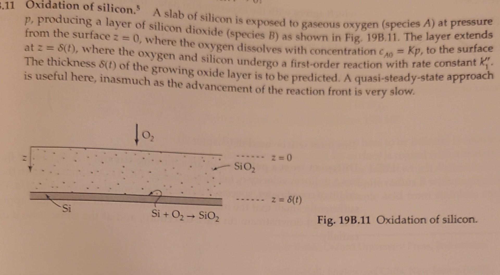 1 Oxidation of silicon. 5 A slab of silicon is | Chegg.com