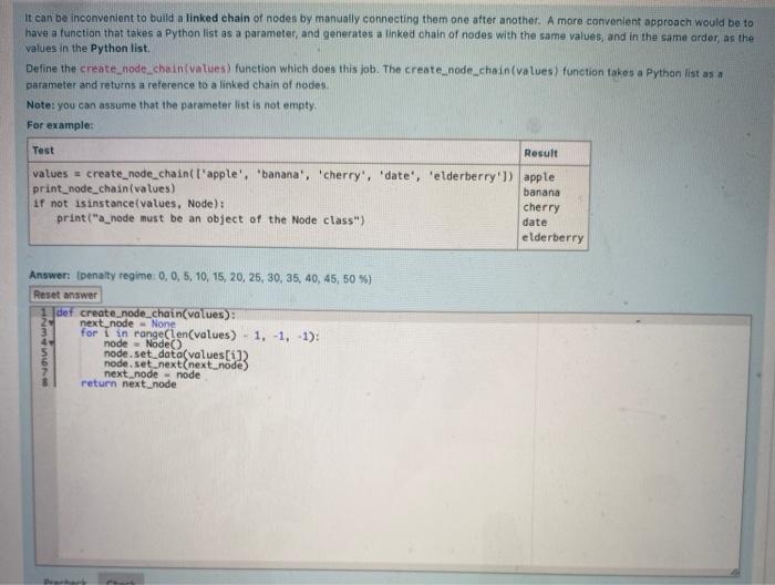 Solved It can be inconvenient to build a linked chain of | Chegg.com