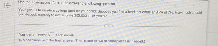 Solved Use the savings plan formula to answer the following | Chegg.com