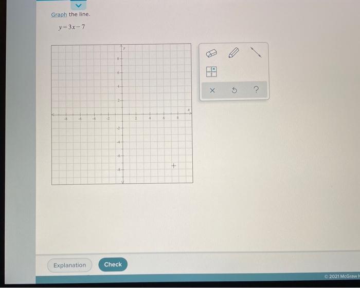 Solved Graph the line y=3x - 7 - x Х X 5 ? - + + + | Chegg.com
