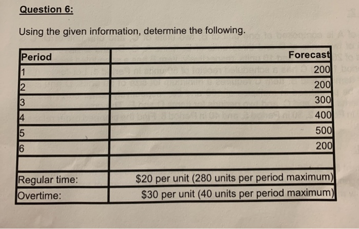 Solved Question 6: Using the given information, determine | Chegg.com