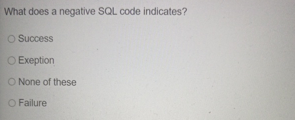 Solved What does a negative SQL code | Chegg.com