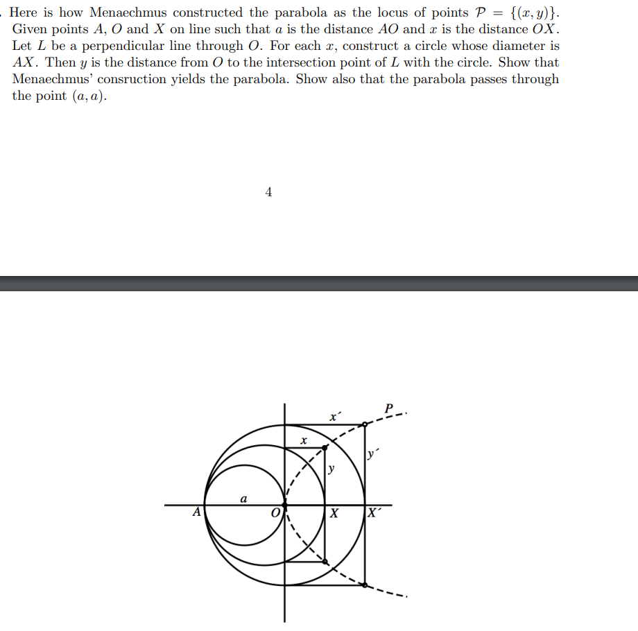 Solved Here is how Menaechmus constructed the parabola as | Chegg.com