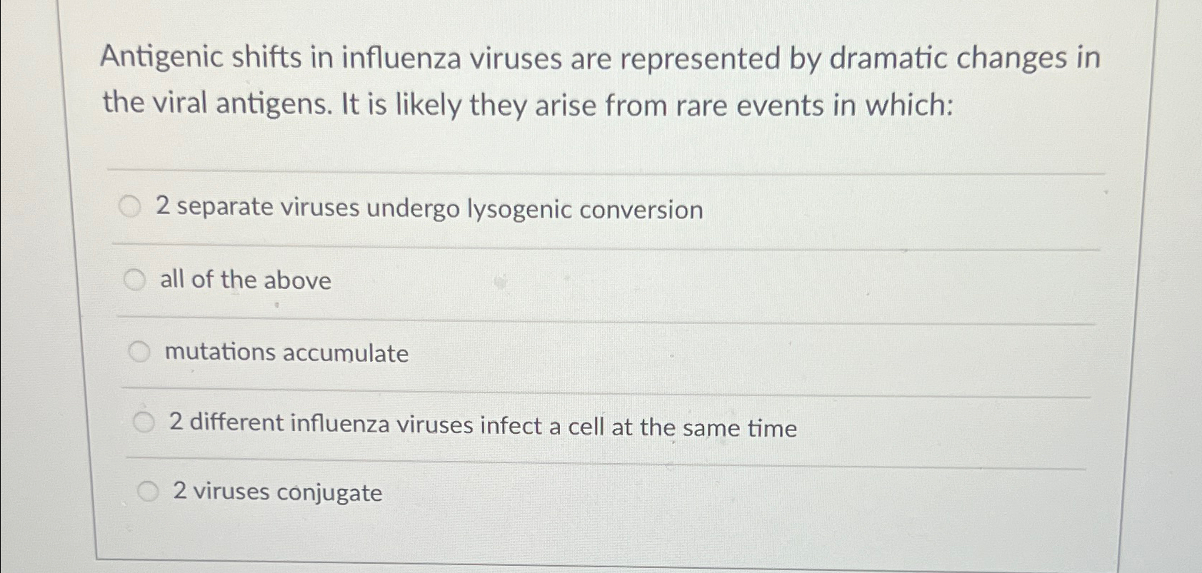 Solved Antigenic shifts in influenza viruses are represented | Chegg.com