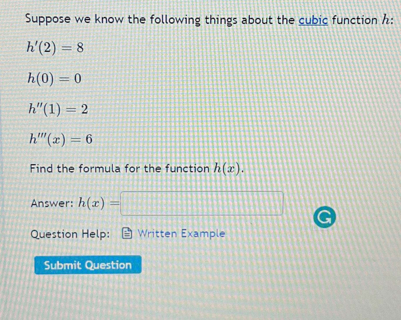 Solved Suppose we know the following things about the cubic | Chegg.com