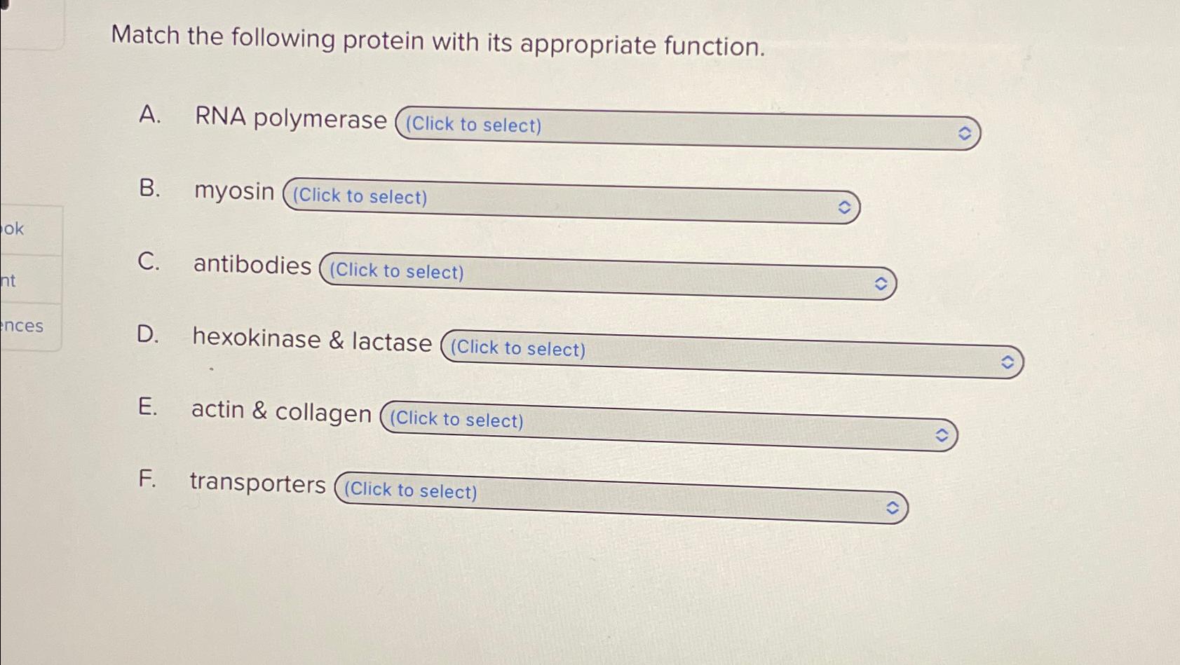 Solved Match the following protein with its appropriate | Chegg.com